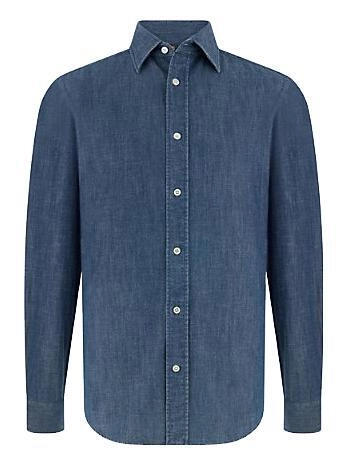 Boggi Milano Regular-fit Cotton Denim Shirt - Medium Blue