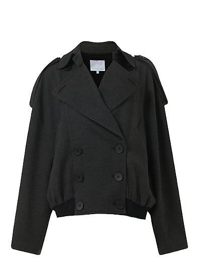 LEEM Trench Double-breasted Woven Bomber Jacket - Grey