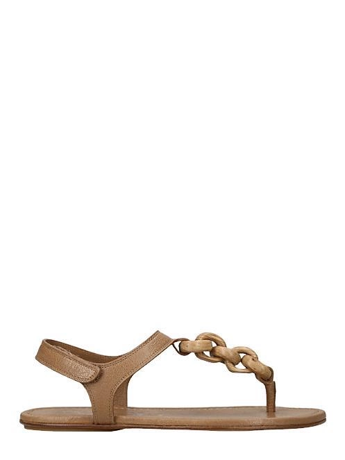 PEDRO GARCIA Leather Thong Sandals - Beige