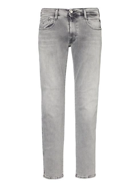 REPLAY Anbass Hyperflex Whiskering Slim-leg Regular-fit Stretch-denim Jeans - Medium Grey