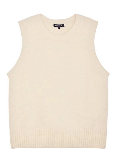 Soeur Namaste Ribbed-collar Stretch-knitted Sumper Vest - Ecru