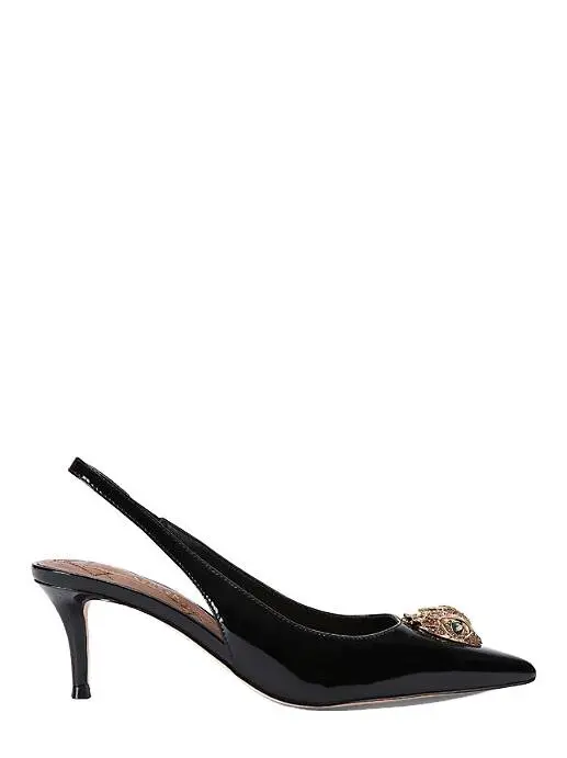 Kurt Geiger Belgravia Crystal-embellished Eagle-head Patent Slingback Sandals - Black
