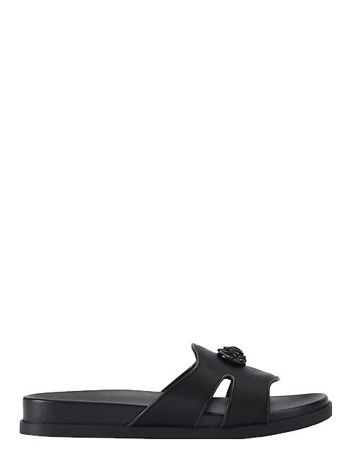 Kurt Geiger Eagle Embellished Faux-leather Slides - Black