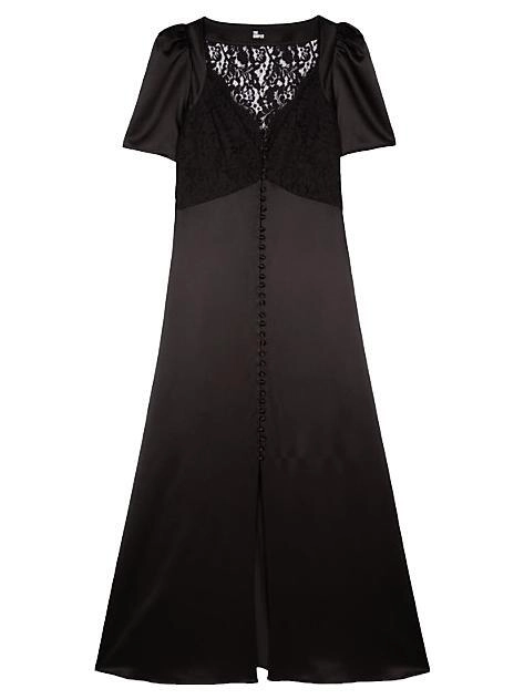The Kooples Lace-embroidered Silk Maxi Dress - Black