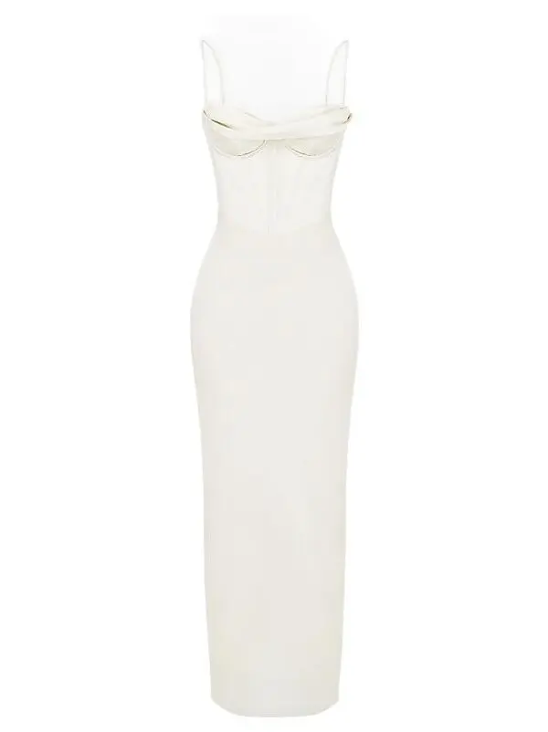 House Of Cb Charmaine Corset Satin Maxi Dress - Ivory