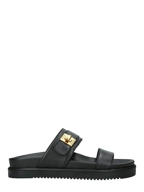Steve Madden Take Two Leather Sandals With Branded Hardware - Black