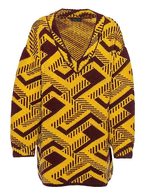 Prada Shetland Geometric-pattern Wool Jumper - Bordeaux