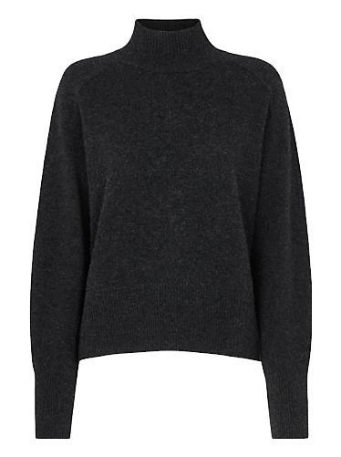 Whistles Funnel Neck Cashmere Jumper - Grey