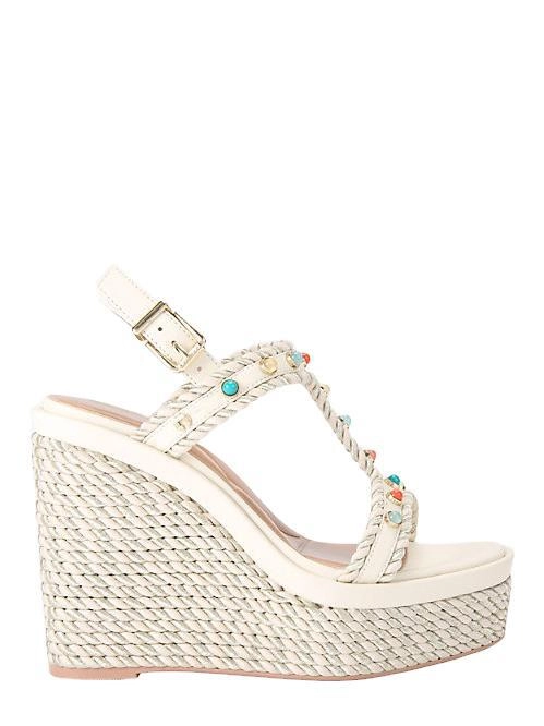 Carvela Faux-leather Embellished Wedge Sandals - Bone