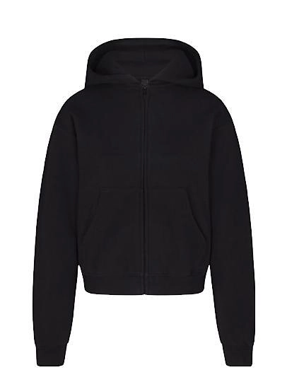 SKIMS Cotton Fleece Zip-up Hoodie - Onyx