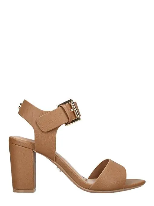 Carvela Sadie 2 Logo-embellished Faux-leather Heeled Sandals - Tan