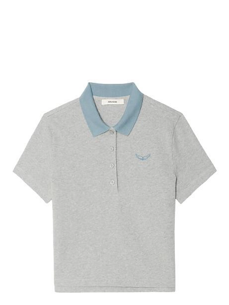 Zadig&Voltaire Mirta Cropped Polo Shirt - Medium Grey