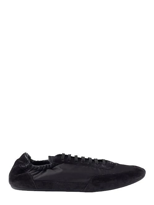 Prada Collapse Re-nylon And Suede Low-top Trainers - Black