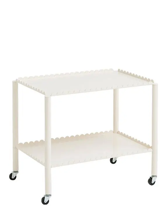 HAY Arcs Scalloped-edge Coated-steel Low Trolley 63cm - Eggshell