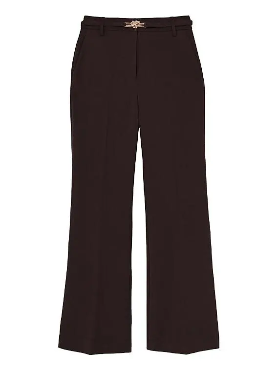 REISS Leona Flared-leg Woven Trousers - Grape