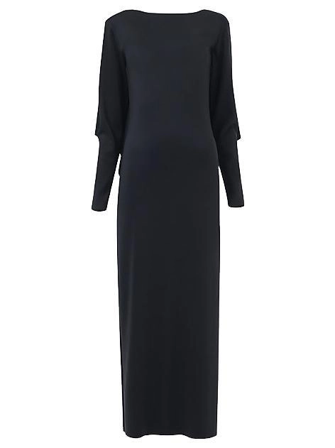 LEEM Cape-back Long-sleeve Stretch-woven Maxi Dress - Black