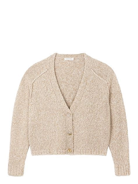 THE WHITE COMPANY Mouline Boxy Cotton Rich Cardigan - Stone