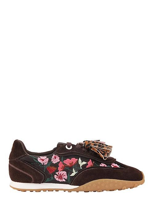 Kurt Geiger Embroidered Floral Faux-leather Trainers - Brown/oth