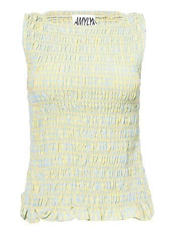 AMY LYNN Sonya Shirred Cotton-poplin Top - Multi