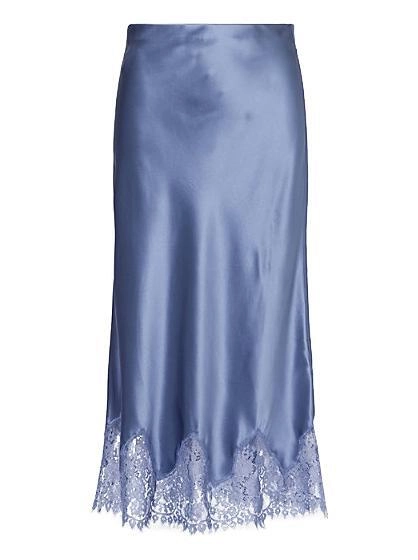 REFORMATION Carolina Lace-trim Silk Midi Skirt - Cornflower