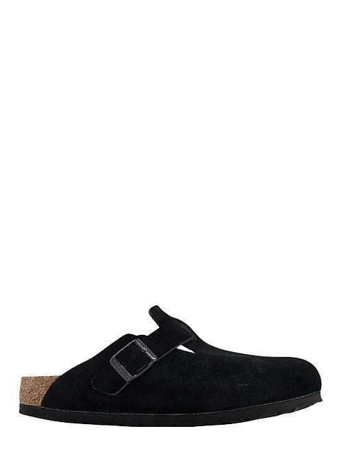 BIRKENSTOCK Boston Buckle-embellished Suede Sandals - Black
