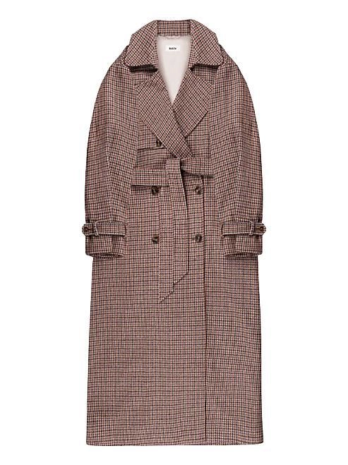 RO&ZO Houndstooth Double-breasted Wool-blend Trench Coat - Multi