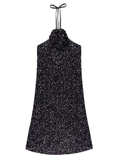 RO&ZO Mimi Sequin Halter-neck Woven Mini Dress - Black