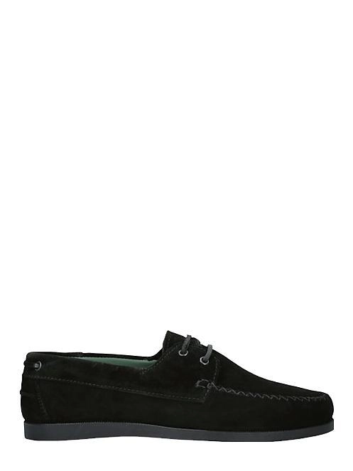 VINNY'S Boatman Suede Boat Shoes - Black