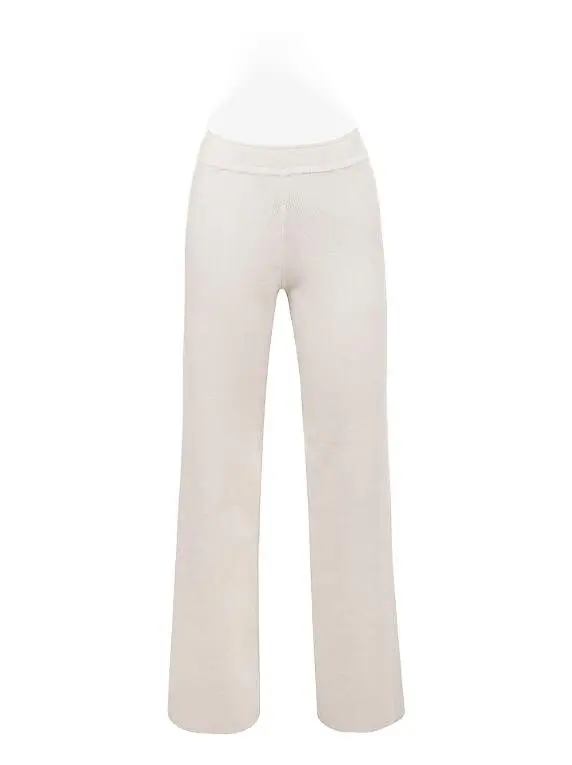 House Of Cb Andie Relaxed-fit Knitted Trousers - Cloud Dancer