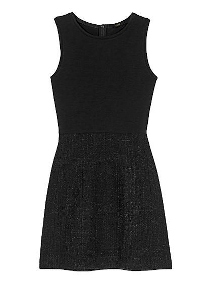 Maje Two-in-one Button-down Tweed Mini Dress - Black