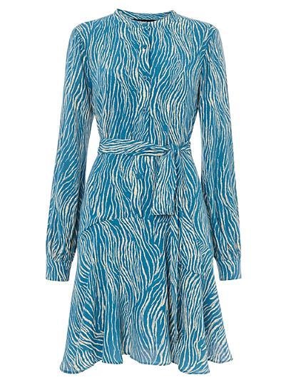 Whistles Zebra-print Tie-waist Woven Mini Dress - Multi-coloured