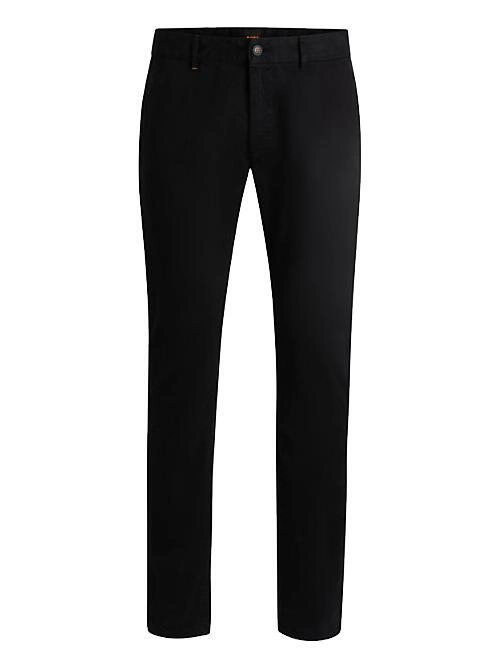 BOSS Casual Slim-fit Straight-leg Stretch-cotton Trousers - Black