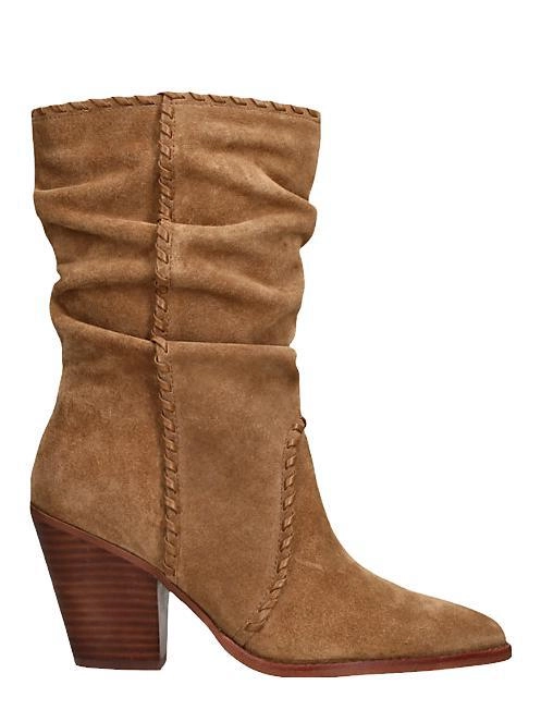 Dolce Vita Julith Suede Ankle Boots With Mid Block Heel - Tan