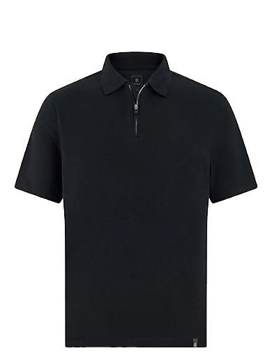 Boggi Milano High-performance Short-sleeve Zip S-cafè® Yarn Cotton Piqué Polo Shirt - Black