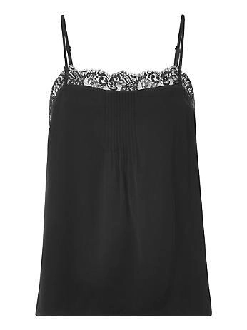 Whistles Lace-trim Crepe Cami Top - Black