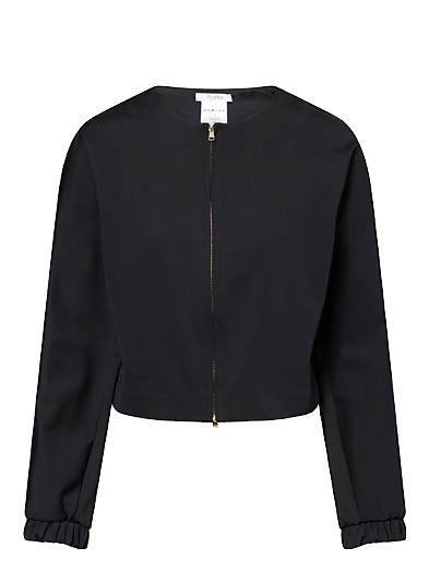 Max Mara Collarless Zip-up Cropped Boxy Jacket - Black
