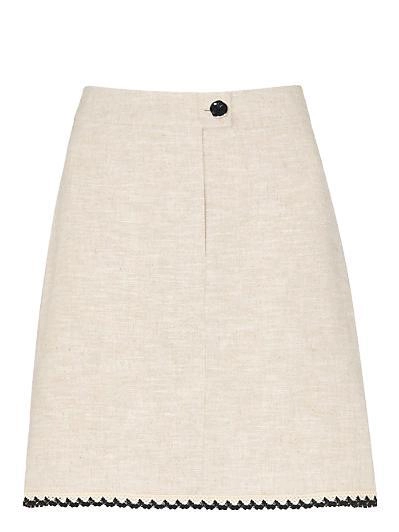 Whistles Broderie-trim High-rise Mini Skirt - Brown
