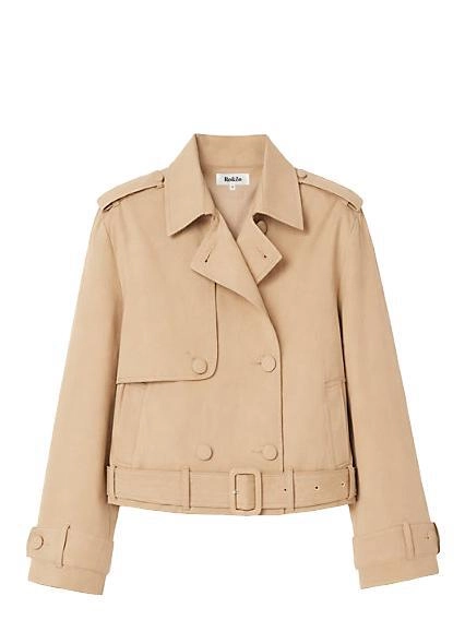 RO&ZO Cropped Belted Cotton Trench Coat - Camel