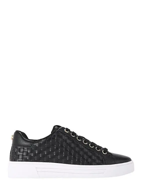 Carvela Daze Weave Logo-plaque Faux-leather Low-top Trainers - Black