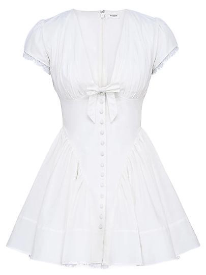 House Of Cb Emiliana Plunge-neck Stretch-cotton Mini Dress - White