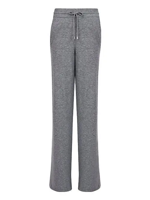 LEEM Drawstring Waist Wide-leg Knitted Trousers - Grey