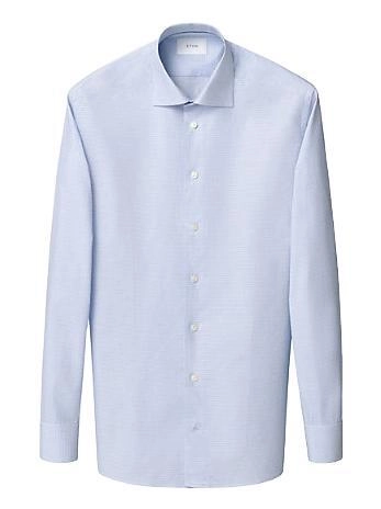 Eton Checked Slim-fit Cotton-twill Shirt - Light Blue