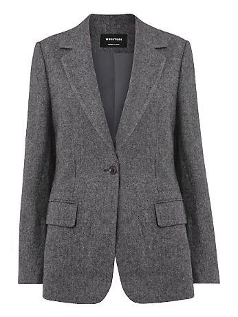 Whistles Notched-lapel Herringbone Wool Blend Blazer - Multi-coloured