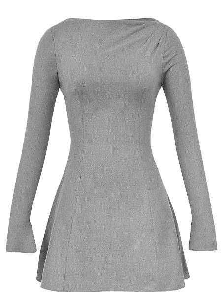 House Of Cb Angelique Long-sleeved Stretch-woven Mini Dress - Grey