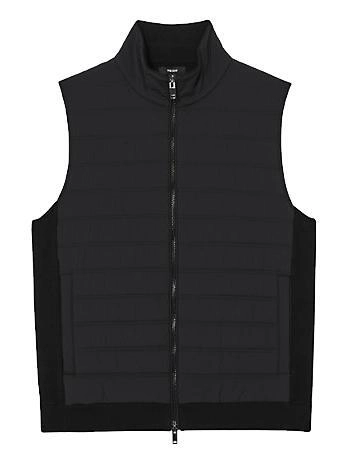 REISS Newford Funnel-neck Quilted Gilet - Black