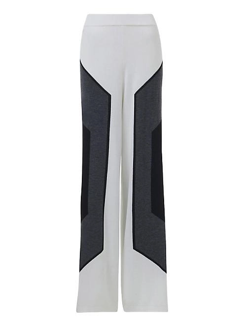 LEEM Wide-leg Intarsia-knit Wool-blend Trousers - Grey