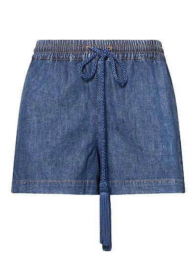 Valentino Garavani Cotton-denim Drawstring Shorts - Medium Blue Denim