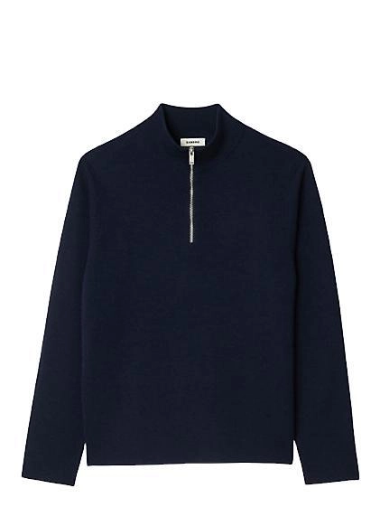 Sandro Half-zip Wool Jumper - Midnight Blue