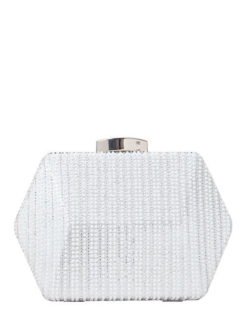 PHASE EIGHT Rhinestone Embellished Clutch - Silver