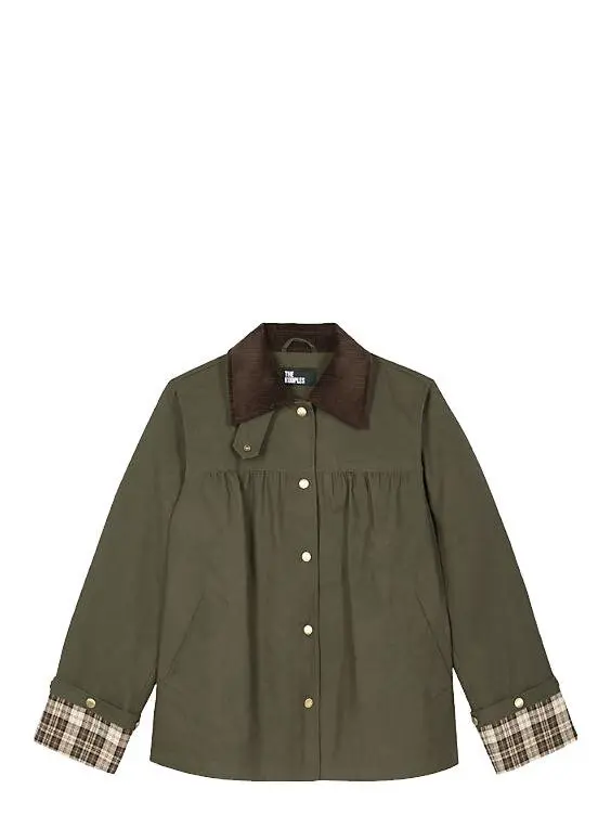 The Kooples Relaxed Fit Corduroy Collar Cotton Jacket - Kaki
